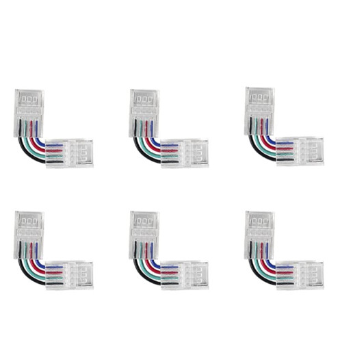 L Shape 4-Pin RGB LED Connectors 6 Packs 10mm Wide Right Angle Corner ...