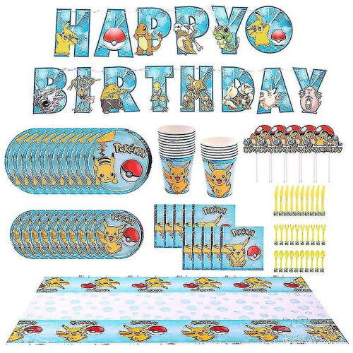 Birthday Pokemon Pikachu Party Supplies Disposable Tableware Tablecloth ...