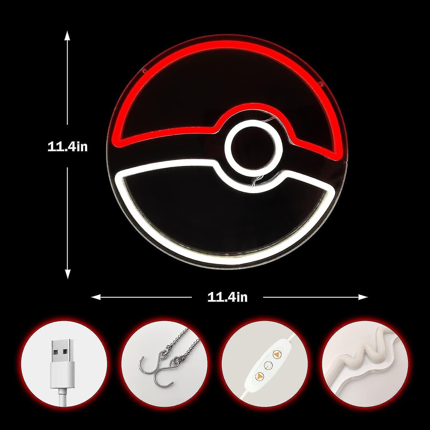 Big Poke Ball Neon Sign Anime Ball Neon Sign Dimmable Gaming Neon ...