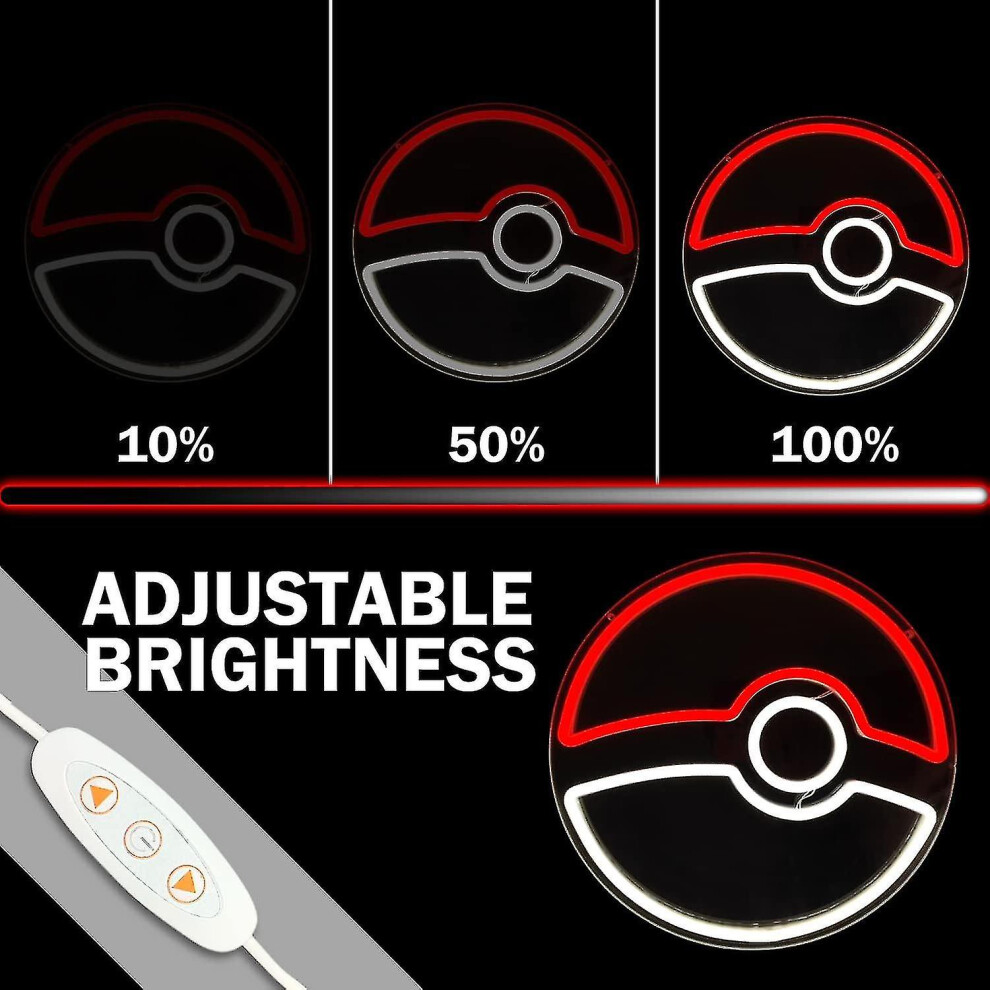 Big Poke Ball Neon Sign Anime Ball Neon Sign Dimmable Gaming Neon ...