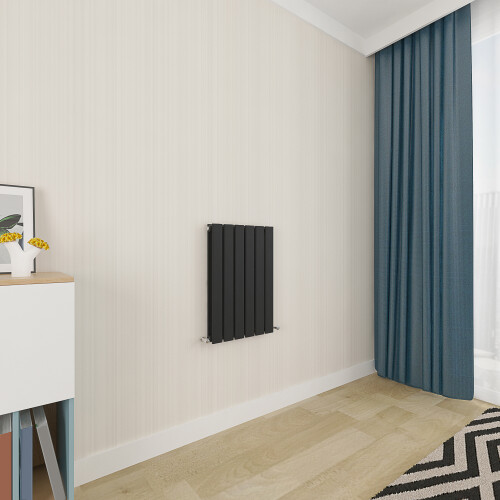 (600x408mm Double) Horizontal flat radiator black all sizes on OnBuy