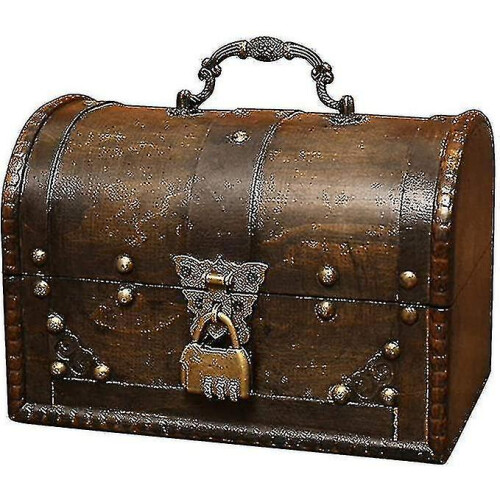Wooden Treasure Chest, Pirate Treasure Chest Storage Box With A Front ...