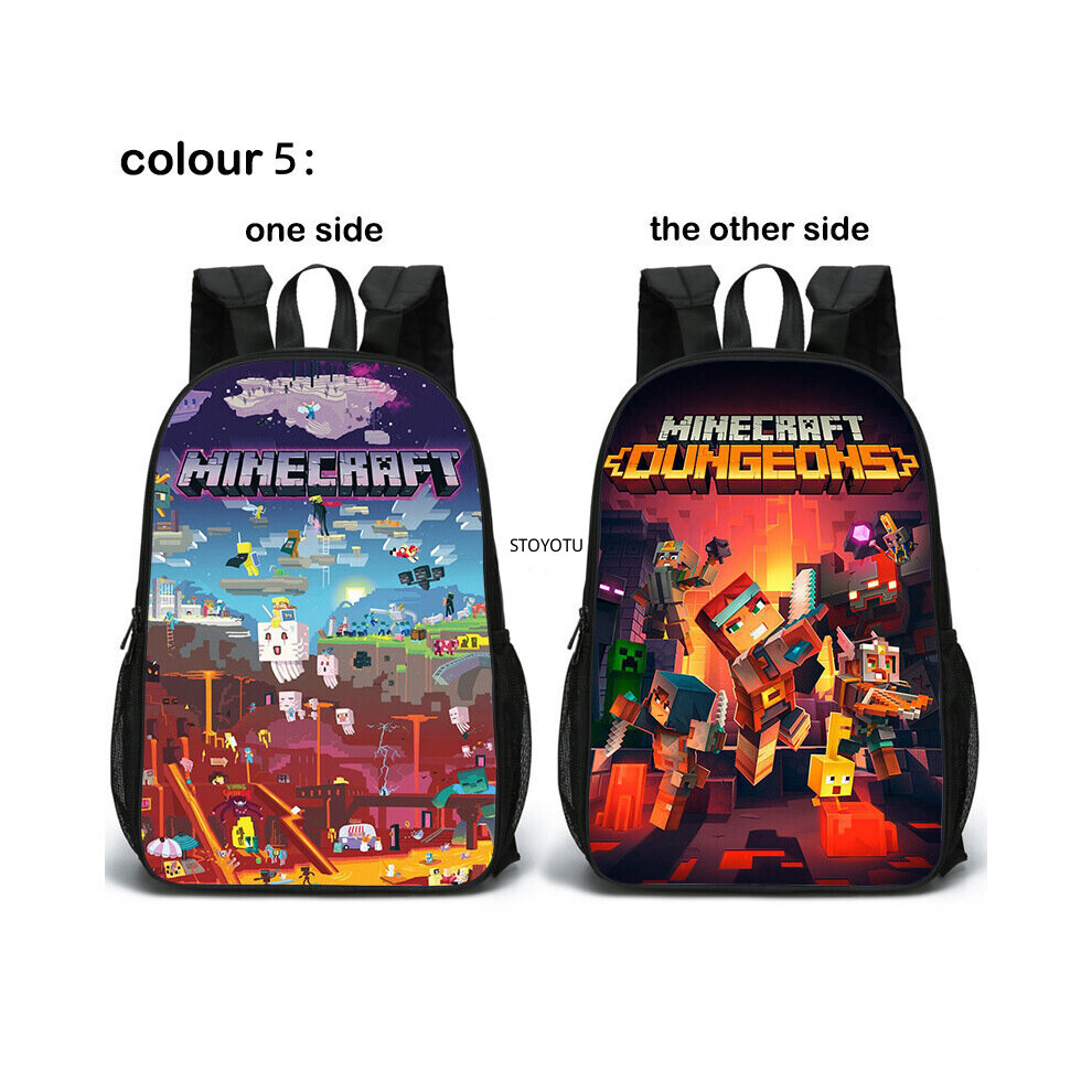 (C5) Minecraft School Bag 3D Mine Roblox Kids Backpack Boys Girls ...