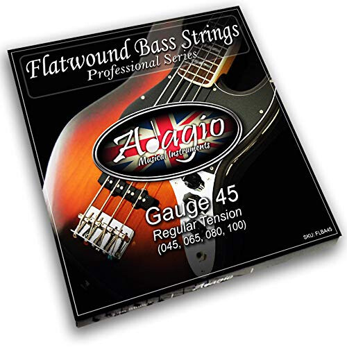 Flatwound ADAGIO PRO Electric Bass Guitar Strings 45-100 Nickel ...