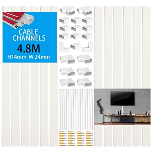 White Cable Trunking Wire Cover for Wall, 4.8 Meter Self-Adhesive Cable ...