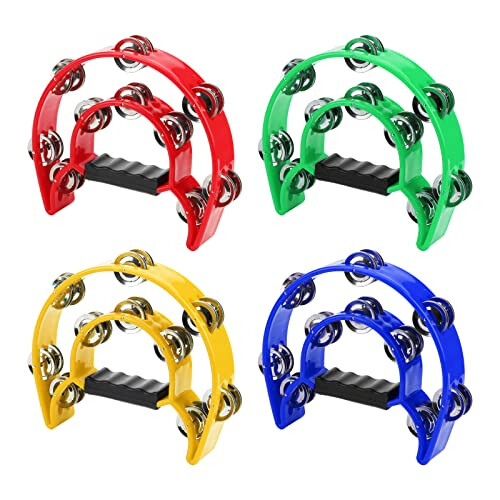 4 PCS 230 x 200 x 48mm Double Row Tambourine, Half Moon Tambourine with ...