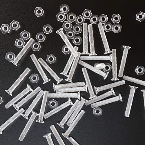 50 x Crosshead Countersunk Screws Nuts and Bolts, Transparent Clear ...