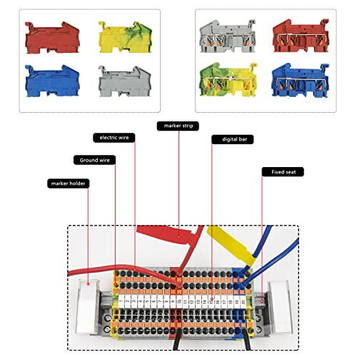 DIN Rail Connectors Block Terminal Kit PT2.5-TWIN Rail Terminals Through Terminal Terminal Block ...