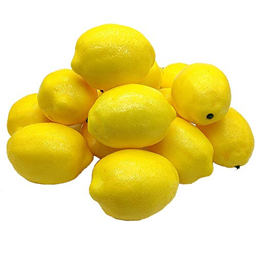 15pcs Artificial Lemons 10cm x 7cm Faux Fruits Artificial Yellow Lemons ...