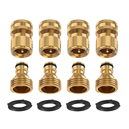 Garden Hose Quick Connect Fittings Solid Brass Quick Connector 3/4 Inch GHT Garden Water Hose ...
