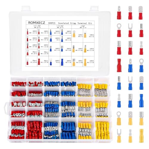 Electrical Connectors 500PCS Insulated Crimp Terminal Wiring Crimping Fork/Ring/Spade/Female ...