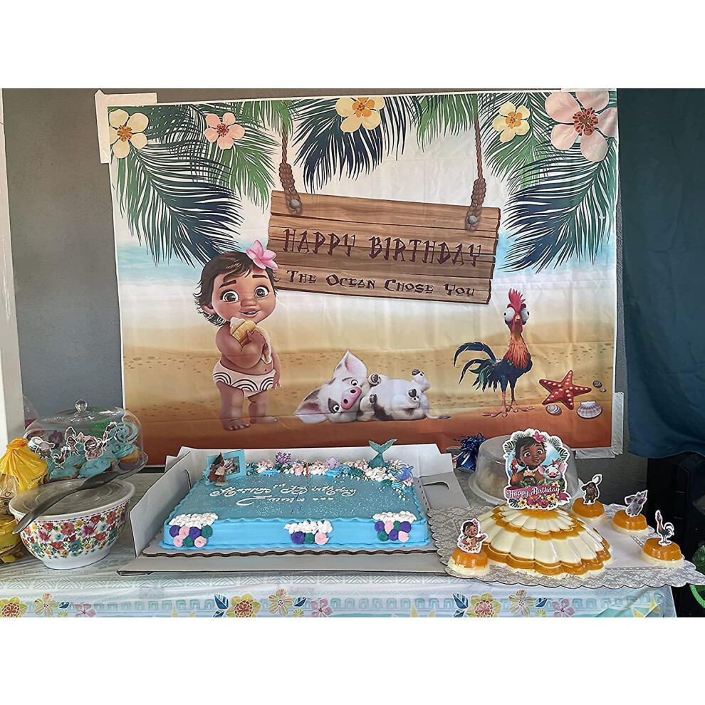 7x5ft Moana Happy Birthday Backdrop 1st Birthday Party Sea Summer ...