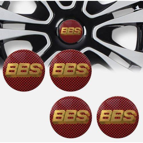 (60mm - BBS (Grid Red Gold)) 4pcs 50mm/56mm/65mm/70mm BBS Logo Car ...
