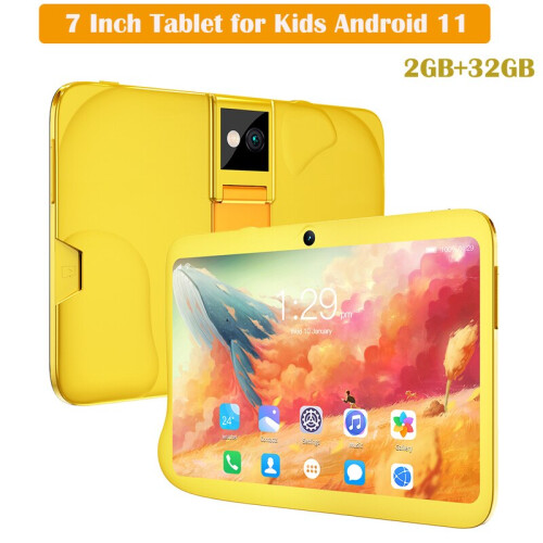 (Yellow-US) Learning Tablet for Kids Android 11 7 Inch 2GB 32GB Kids ...