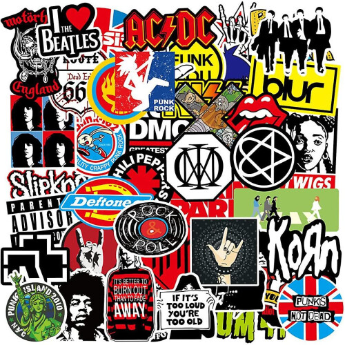 Set Of 100 Rock Band Punk Stickers, Heavy Metal Punk Music Band ...