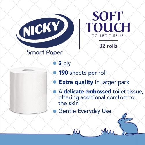 Nicky Soft Touch Toilet Tissue Extra Value Pack 32 Rolls of Extra ...