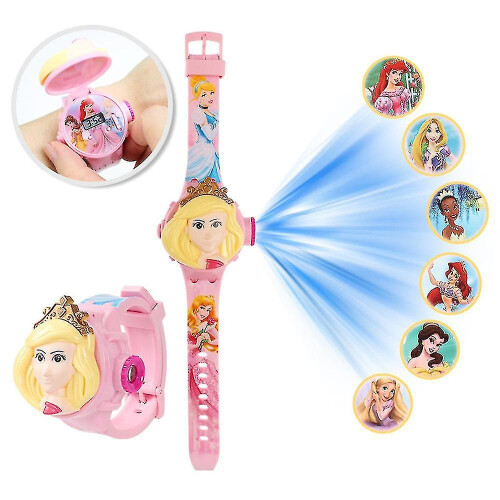 (F) Kids Projector Watch 6 Images Cartoon Digital Spiderman Frozen Elsa ...