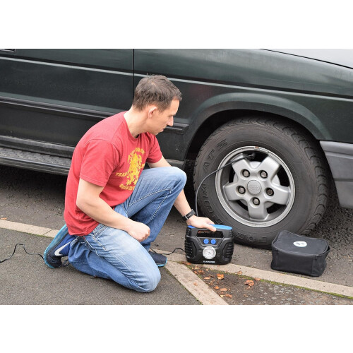 Tyre Pump - 240v Car Tyre Inflator (Mains) OR 12V DC Tyre Compressor ...
