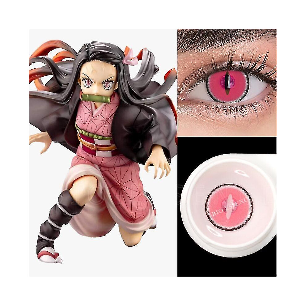 Nezuko Demon 1 Pair Cosplay Color Contact Lenses Demon Slayer Nezuko ...