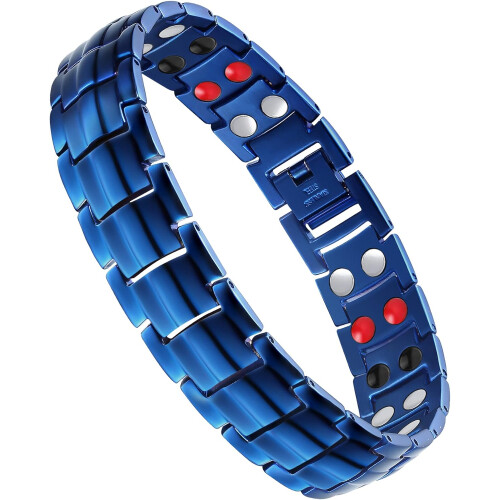 (Blue) Jeracol Magnetic Bracelet Men,Titanium Steel Magnet Bracelets ...