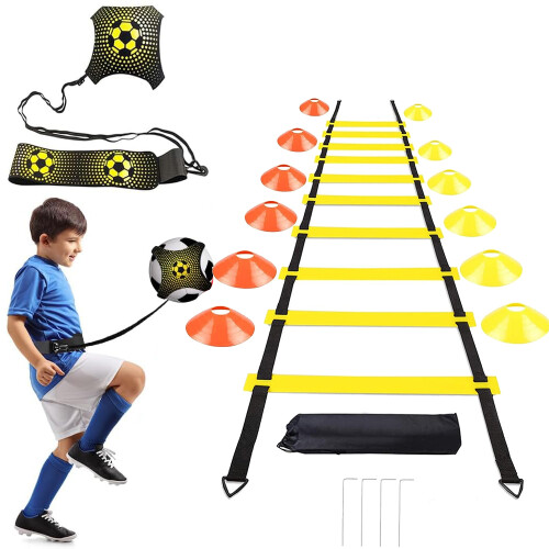Speed and Agility Workout Ladder Training Equipment Set with Agility Ladder 600cm 10 Rungs & 12 ...