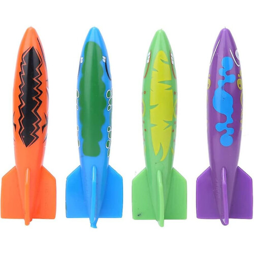 4pcs Sinking Dive Torpedo Pool Toys Pvc Underwater Rocket Throwing ...