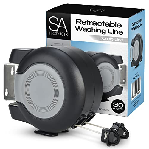 SA Products Wall Mounted Twin Cable Retractable Washing Line - 30m Long ...