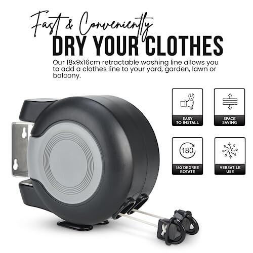 SA Products Wall Mounted Twin Cable Retractable Washing Line - 30m Long ...