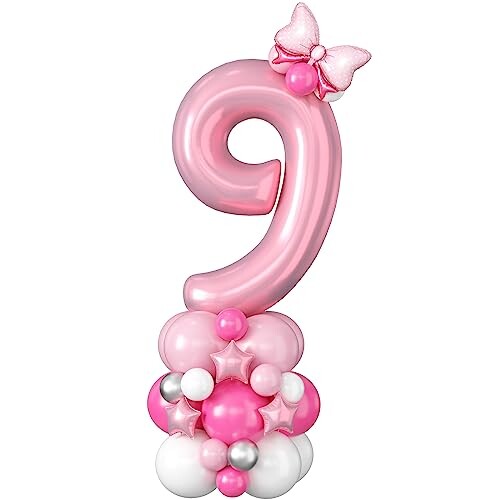 Number 9 Balloon Pink, 40 Inch Giant Number Foil Balloon, Extra Large ...