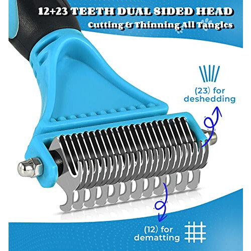 Morpilot Dog Grooming Brush, Dog Dematting Comb Tool, Cat Comb - 23+12 ...