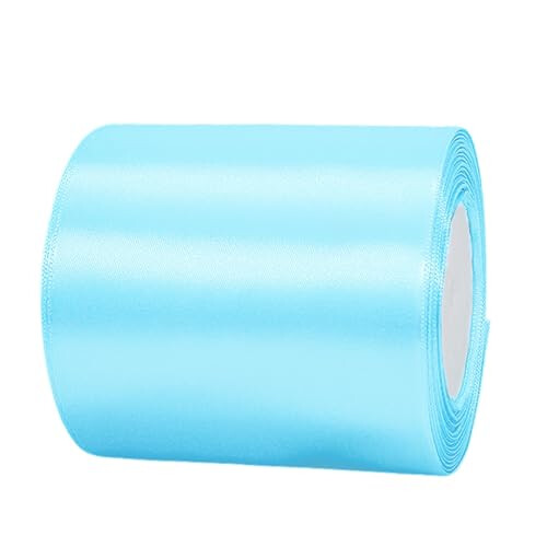 Sky Blue Ribbon 100mm for Gift Wrapping,22M Double Sided Satin Ribbon ...