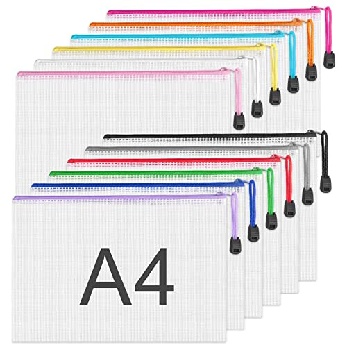 A4 Plastic Wallets 12 Pcs Zip Lock Bags Document Wallet File Folders ...