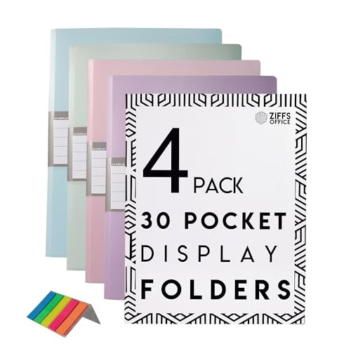 Ziffs Office? 4 x 30 Pocket A4 Display Folders - Pastel Coloured A4 ...