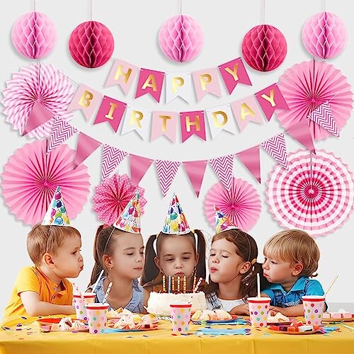 Pink Reusable Birthday Decorations Kit Pink Birthday Party Decorations ...