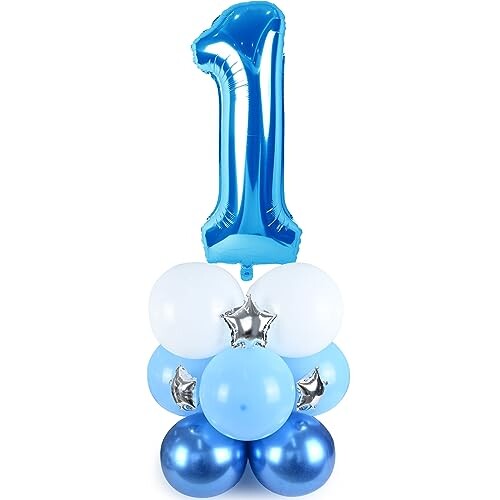40 Inch Blue Number 1 Balloon, Giant Number 1 Foil Balloon, Large ...