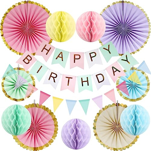 Wonsta Pastel Birthday Decorations Kit Reusable Birthday Party ...