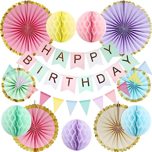 Wonsta Pastel Birthday Decorations Kit Reusable Birthday Party ...