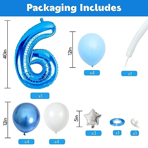 Blue Number 6 Balloon, 40 Inch Number 6 Foil Balloon, Giant Number Six ...