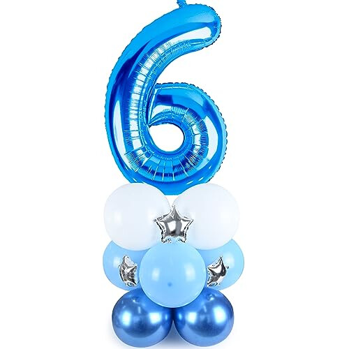 Blue Number 6 Balloon, 40 Inch Number 6 Foil Balloon, Giant Number Six ...