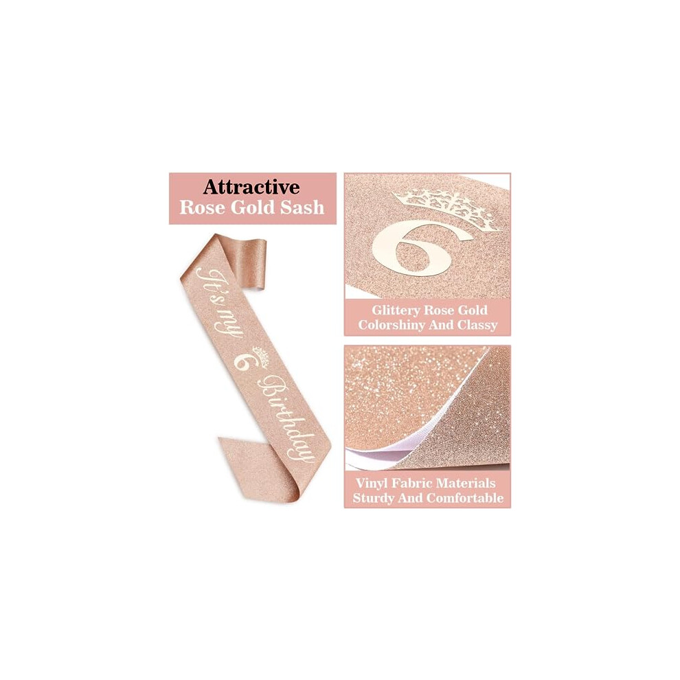 6th Birthday Decorations for Girl Including Birthday Girl Sash, Crown, Numeral 6 Candle and Cake ...