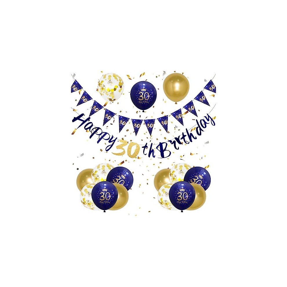 Mens 30th Birthday Decorations Navy Blue Gold 30th Birthday Party ...