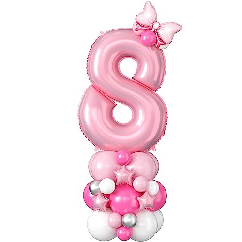 Number 8 Balloon 40 Inch Pink Giant Number Foil Balloon Extra Large ...