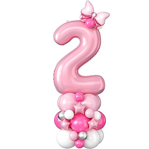 40 Inch Number 2 Balloon Pink Number Foil Balloons Giant Number Two ...
