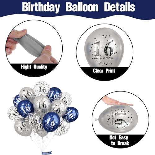 16th Birthday Decorations Boys, Pack of 15 Happy 16th Birthday Balloons ...