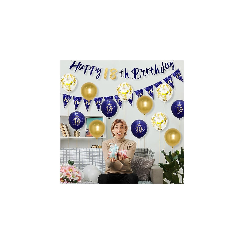Boys 18th Birthday Decorations Navy Blue Gold 18th Birthday Party Decorations Boys Happy 18th ...