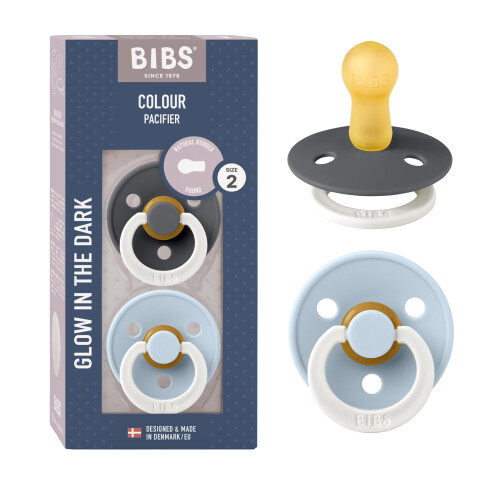 BIBS Colour Glow Soother 2-Pack, Glow in The Dark BPA Free Dummy ...