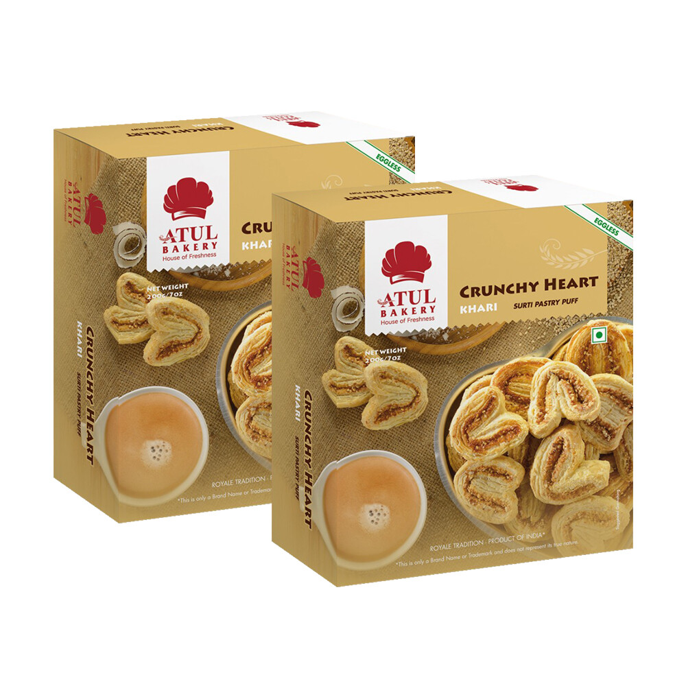 (Pack of 2) Atul Bakery Heart Khari Biscuits (200G)Pastry Puff on OnBuy