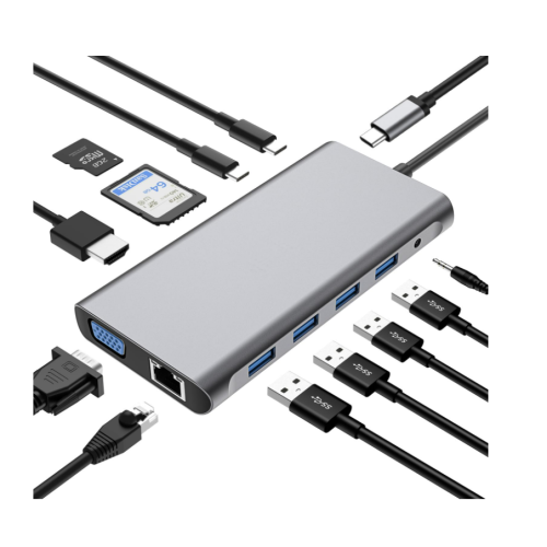 Chronus USB C HUB 12 in 1 USB C Docking Station with 4K HDMI, VGA, 3 ...