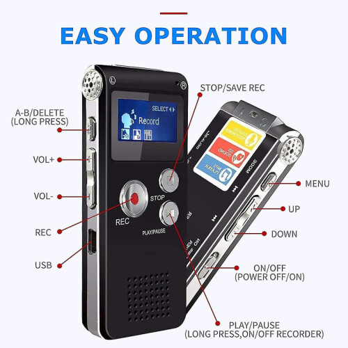 Chronus 32 GB 3-mode HD digital audio recorder, MP3 player, A-B repeat ...