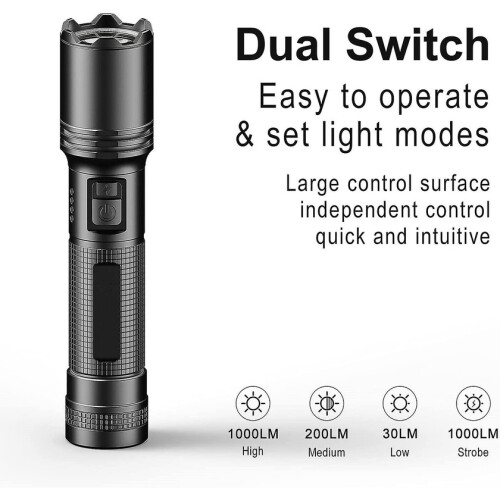 Chronus Rechargeable Torch,1000 Lumens Usb Rechargeable Tactical Torch ...